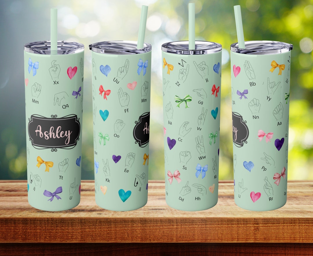 Custom Sign Language Tumbler, ASL Gift, Sign Language Gift, Coquette ...