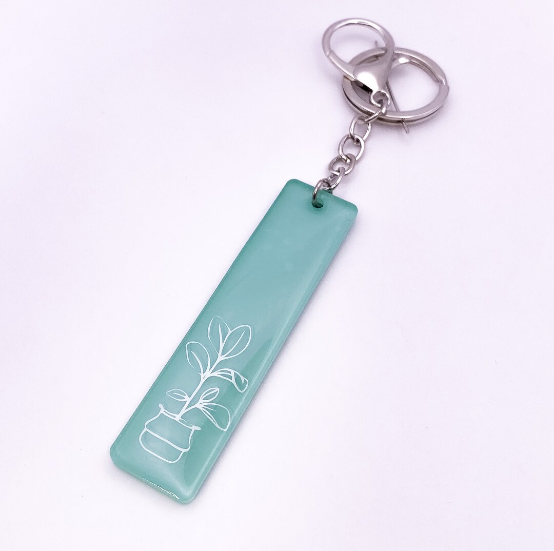 Green Keyring With White Fiddle Leaf Fig Plant. - Etsy