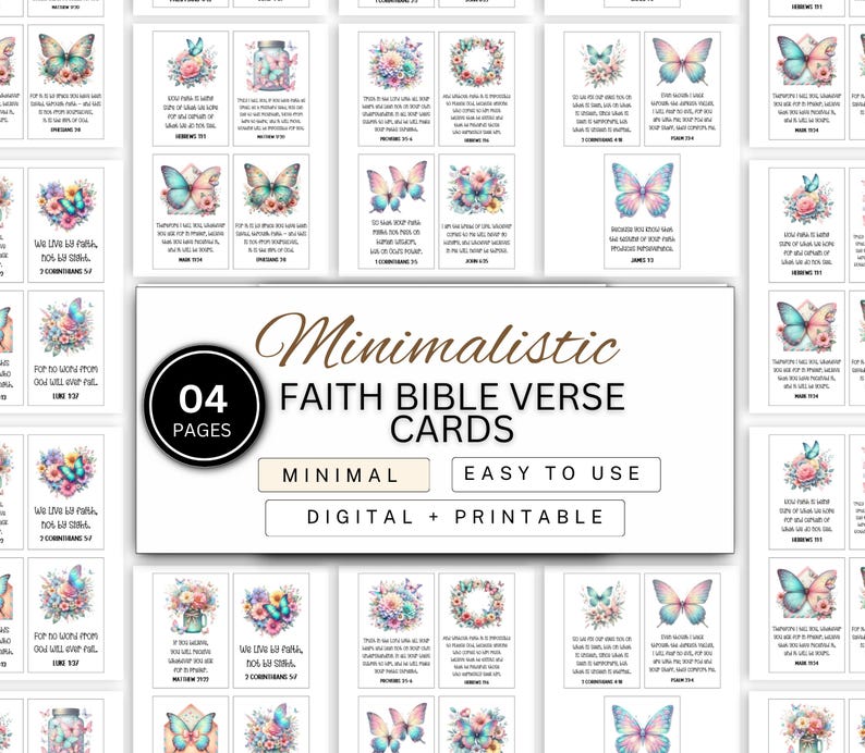 Faith Bible Verse Cards, Scripture Affirmation, Christian Encouragement ...