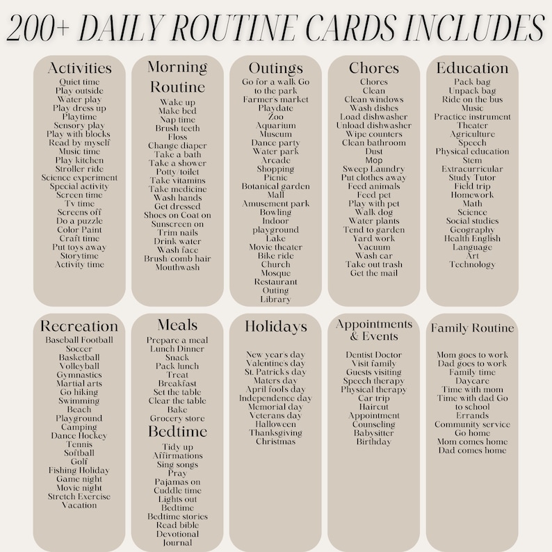 SPANISH VERSION: 200+ Daily Routine Cards With Charts / Autism/ Visual ...