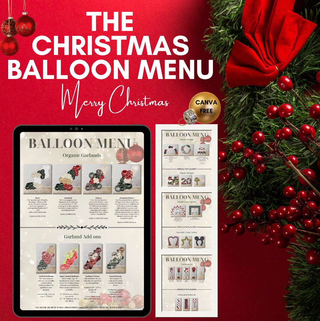 The Ultimate Christmas Balloon Menu - Including Bonus Props & Rentals ...