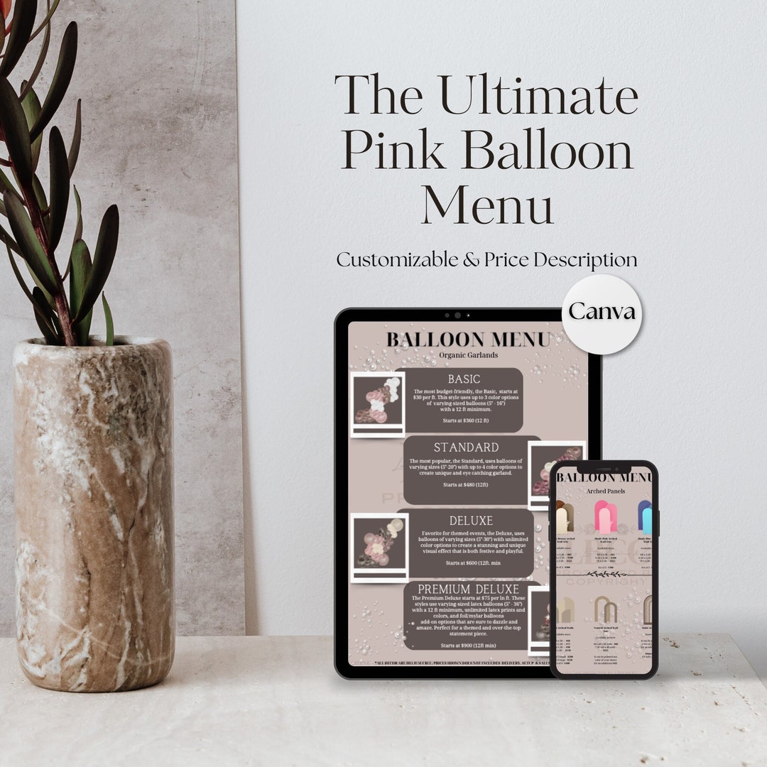 The Ultimate Pink Balloon Menu Including a Bonus Props & Rentals With ...
