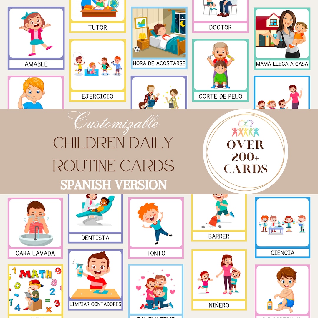 SPANISH VERSION: 200 Daily Routine Cards With Charts / Autism/ Visual ...