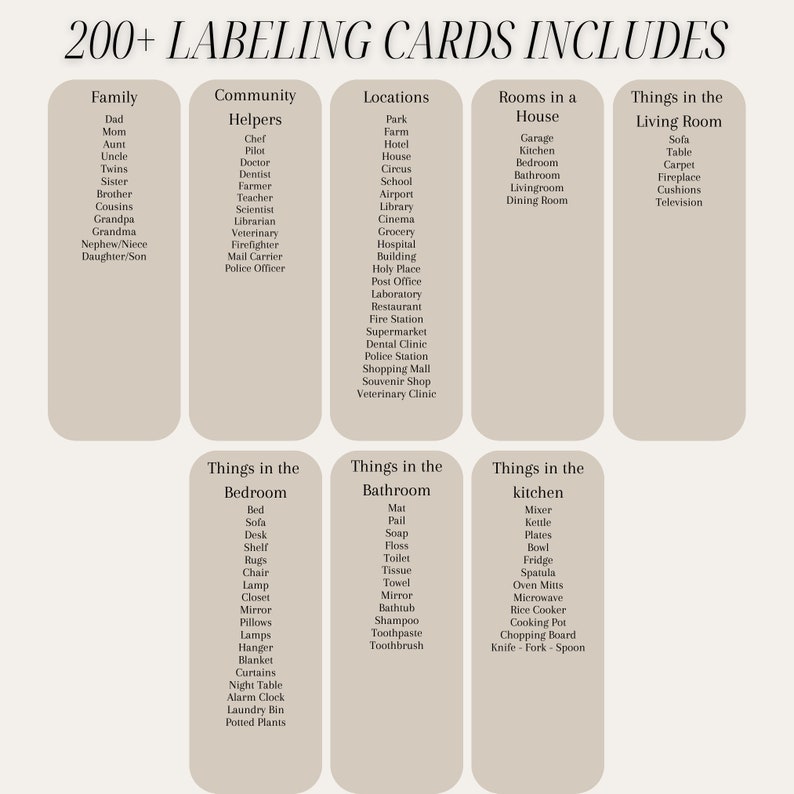 100+ Labeling Cards With Charts/ Autism/ Visual Aid/ ABA Therapy/ 2024 ...