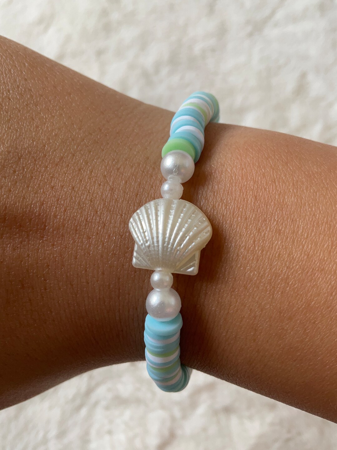 Shell Island Clay Bead Bracelet - Etsy