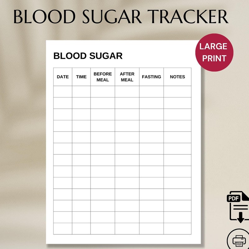 Printable Sugar Level Chart - Etsy