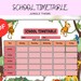 Jungle-themed School Timetable, Printable School Timetable, Elementary ...