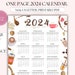 Coffee One Page 2024 Calendar. Printable 2024 Calendar. Year at a ...