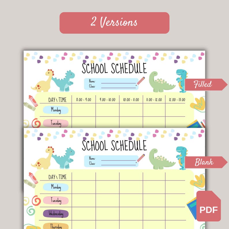 Dinosaur School Schedule Printable: Homeschool Planner (PDF) - Etsy