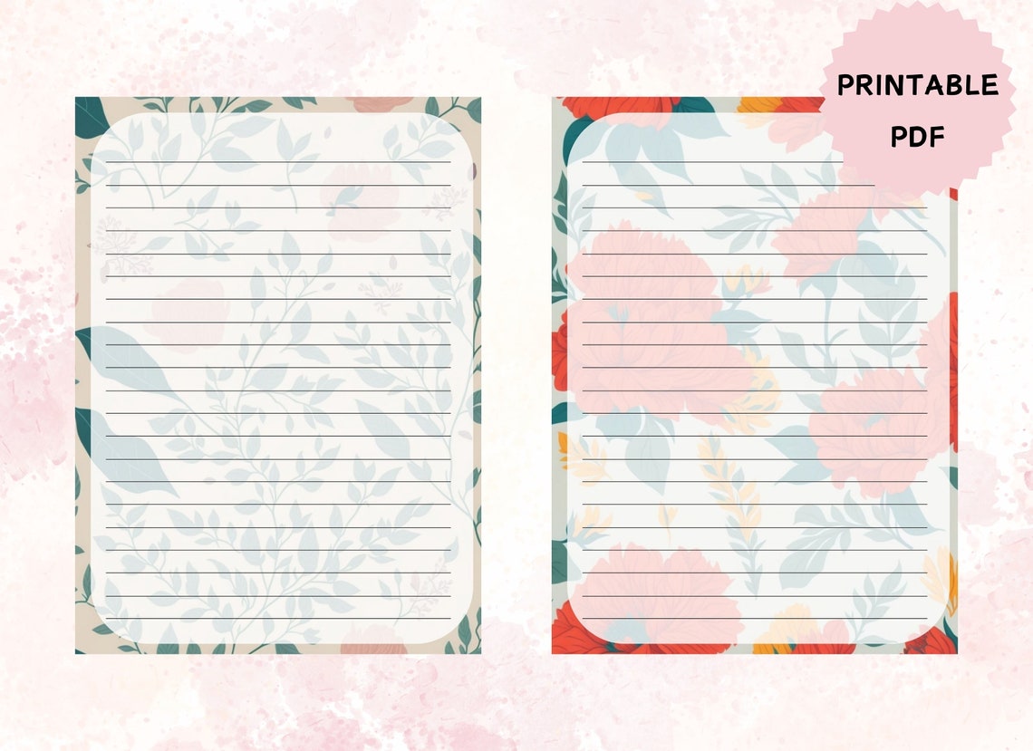 Set of 40 Printable Note Pages Bundle. Blooming Flower Note - Etsy