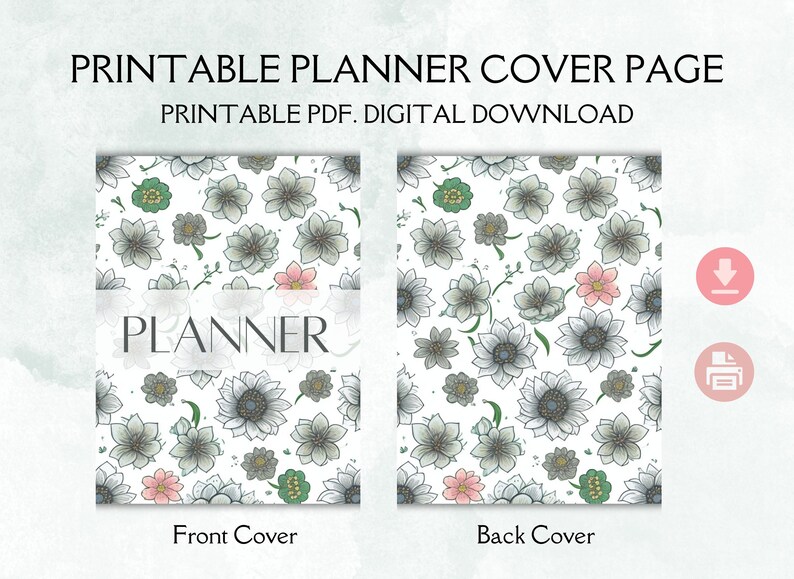 Printable Planner Cover Page. Planner Insert. DIY Planner Cover ...