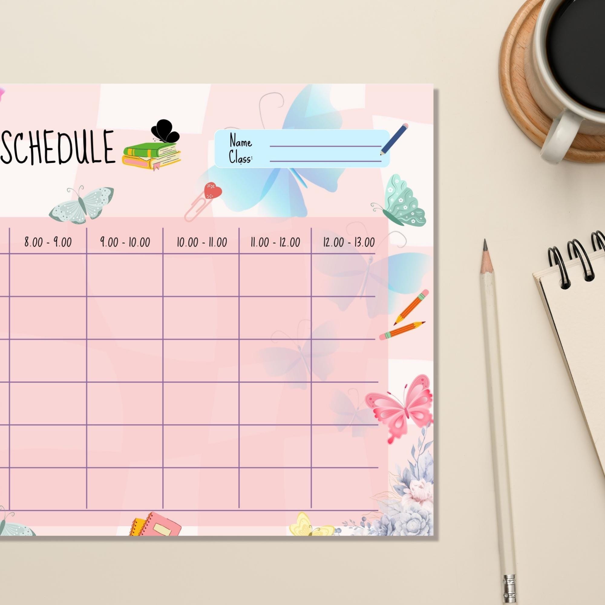 Colorful Butterfly School Schedule Printable, Cute Class Schedule ...