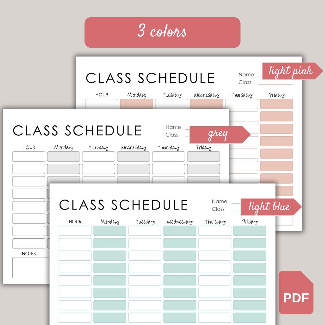 Colorful College Class Schedule Printable, Weekly Class Planner , PDF ...
