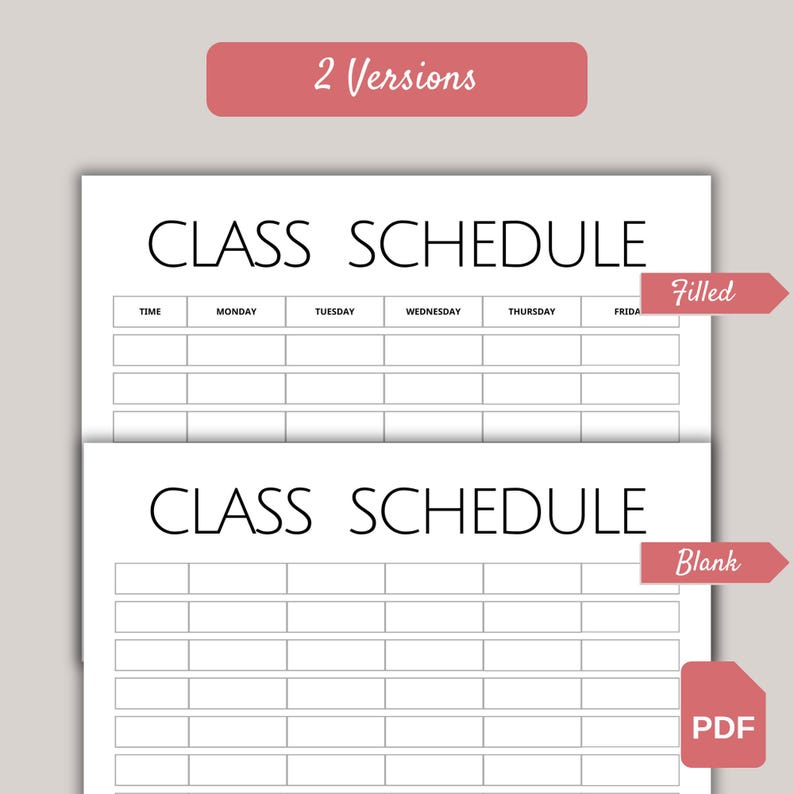 Minimalist Class Schedule: Weekly Planner Template (PDF) - Etsy
