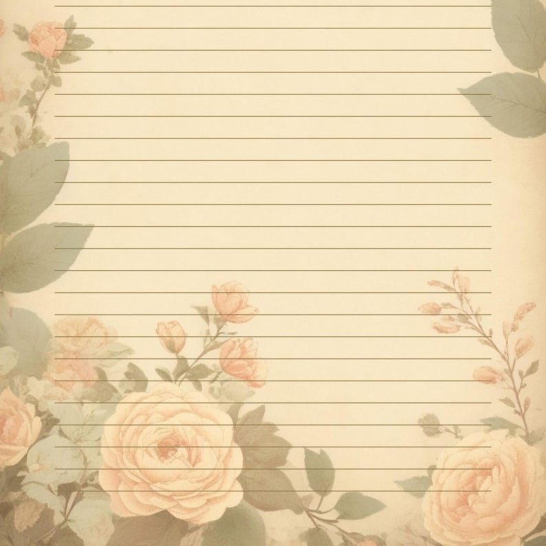 15 Vintage Lined Note Pages Printable PDF, Antique Stationery for ...