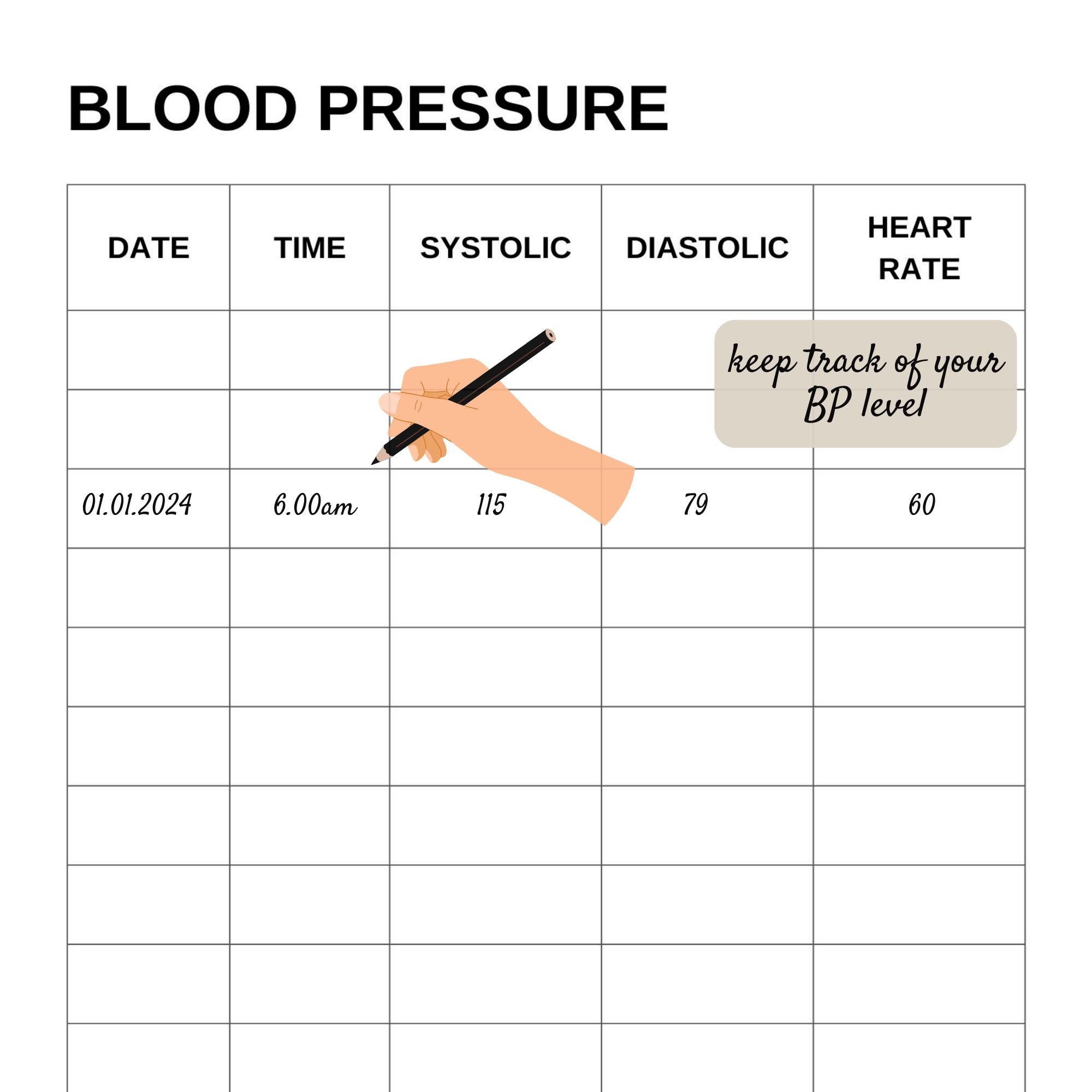 Large Print Blood Pressure Tracker, Simple Layout for Elderly, Senior ...