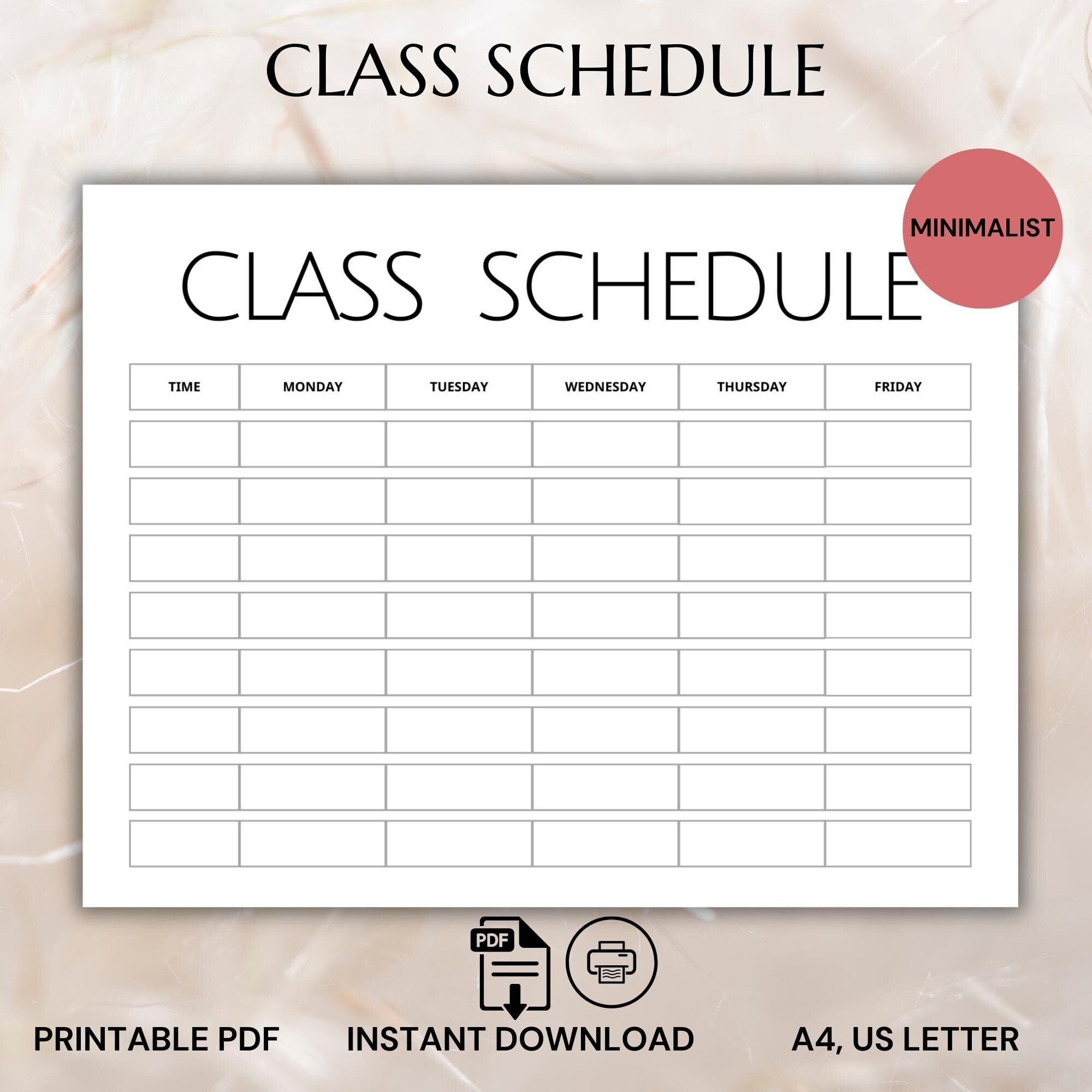 Free Printable Class Schedule Template - Printable Templates