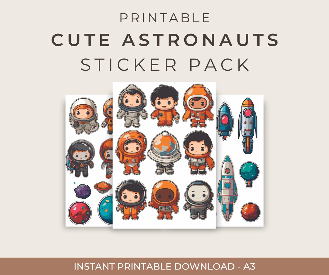 PRINTABLE Cute Astronauts Sticker Set Adorable Space Explorers by ...