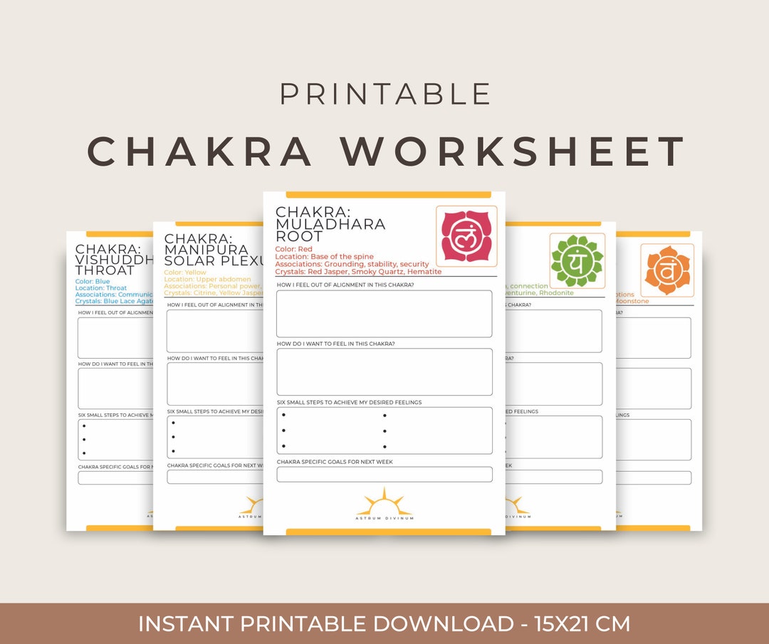PRINTABLE Chakra Worksheets Balancing Practice for 7 Energy Centers by ...