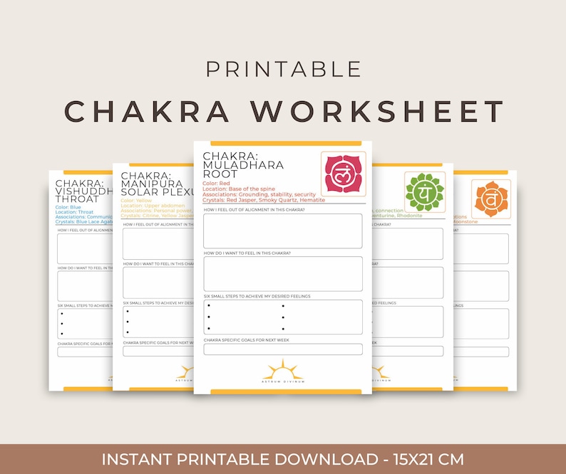 PRINTABLE Chakra Worksheets Balancing Practice for 7 Energy Centers by ...