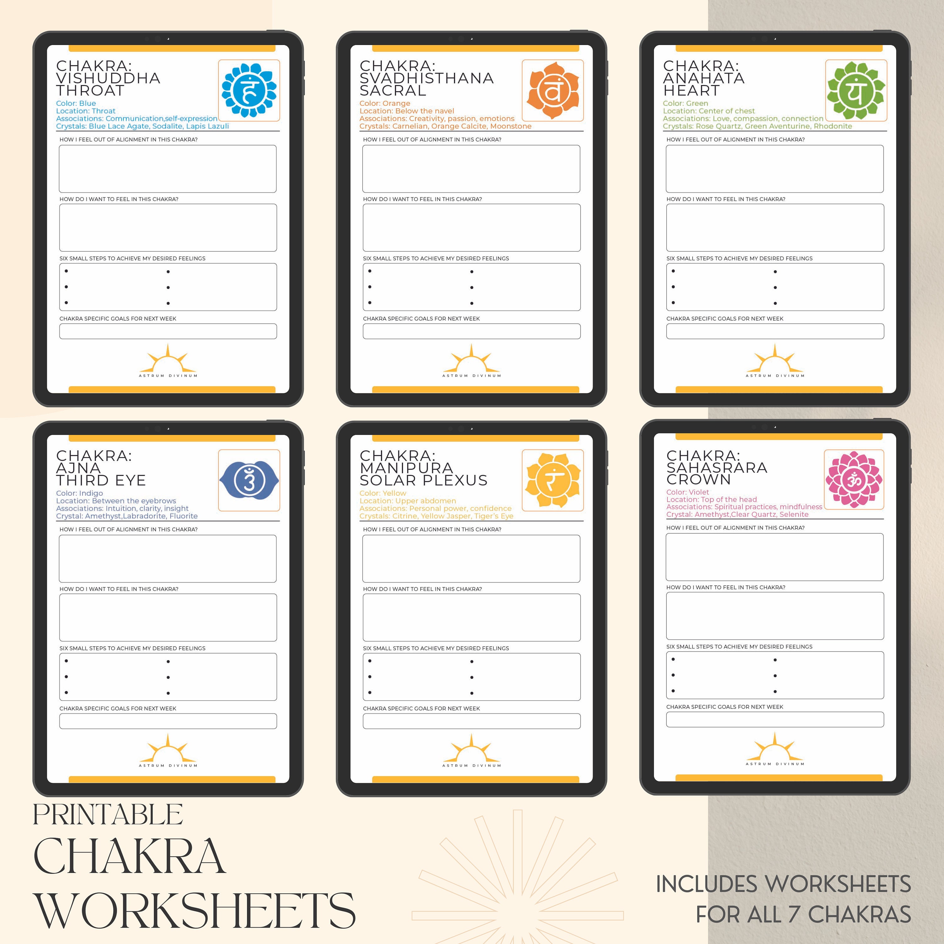 PRINTABLE Chakra Worksheets Balancing Practice for 7 Energy Centers by ...