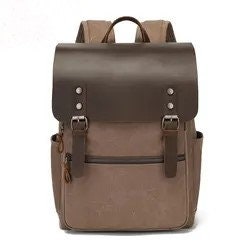 Canvas Leather Backpack - Laptop , Travel Bag - Etsy