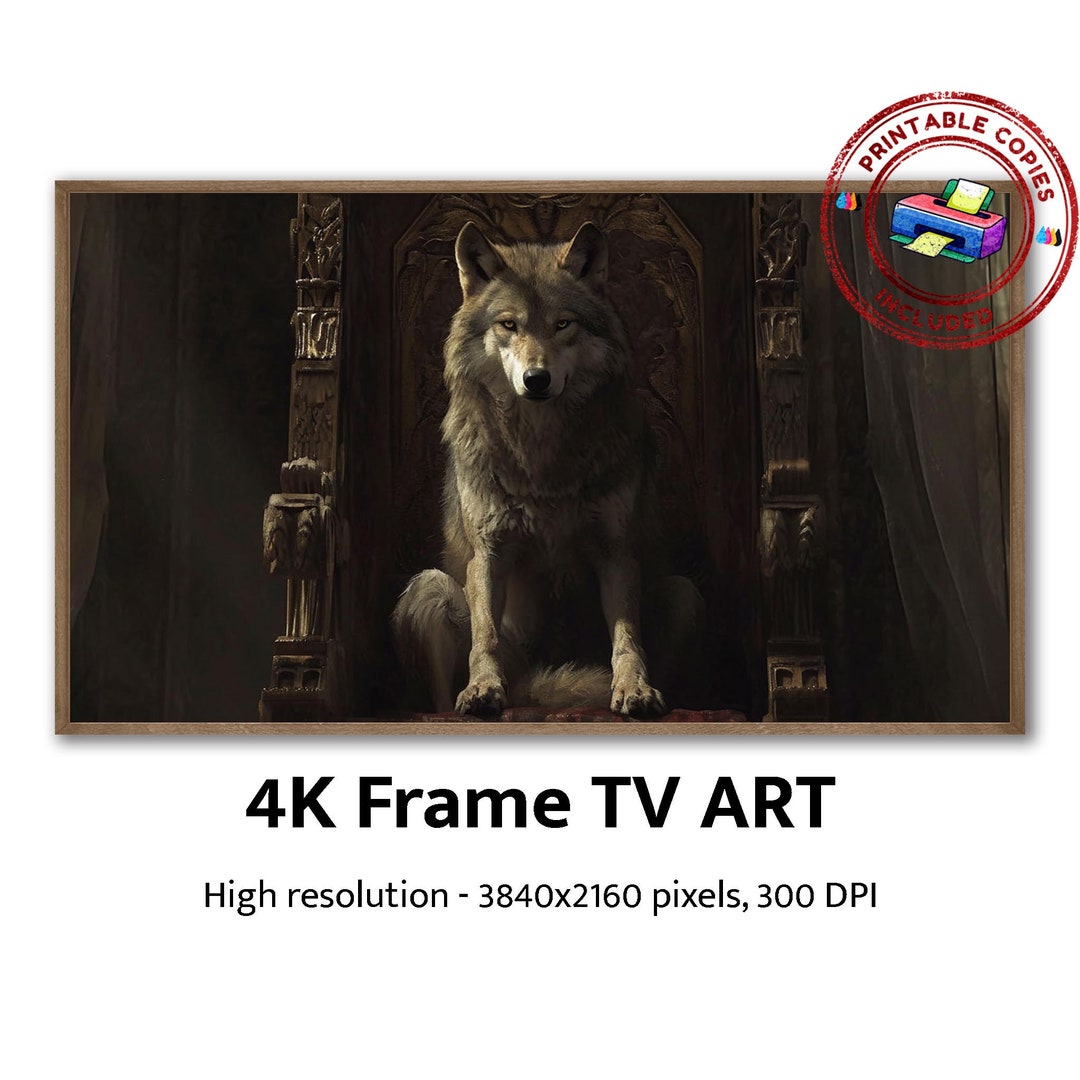 Sovereign of the Wild - Majestic Wolf Throne Portrait for Samsung Frame ...