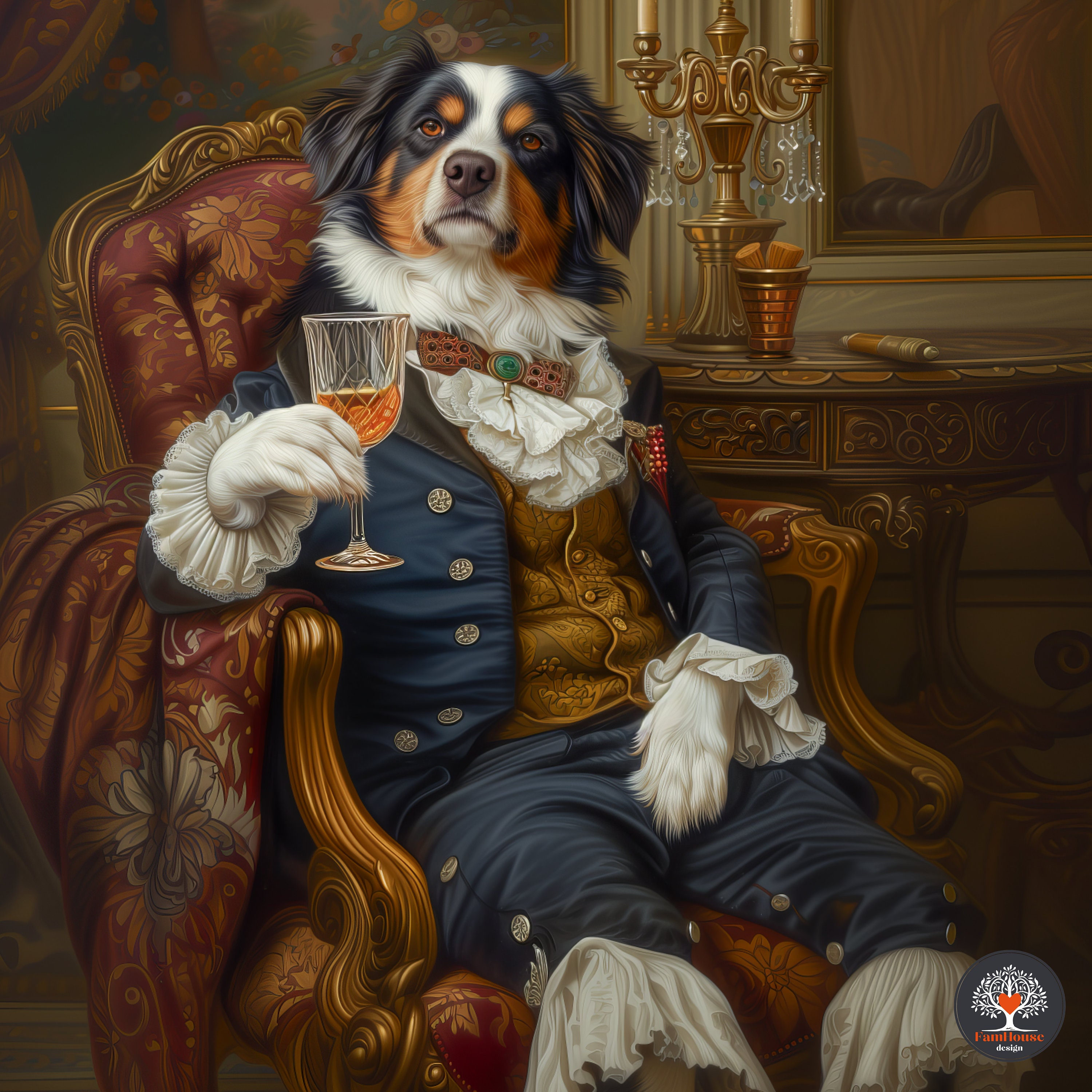Victorian Royal Dog Portrait, Australian Shepherd Art Canvas Print - Etsy