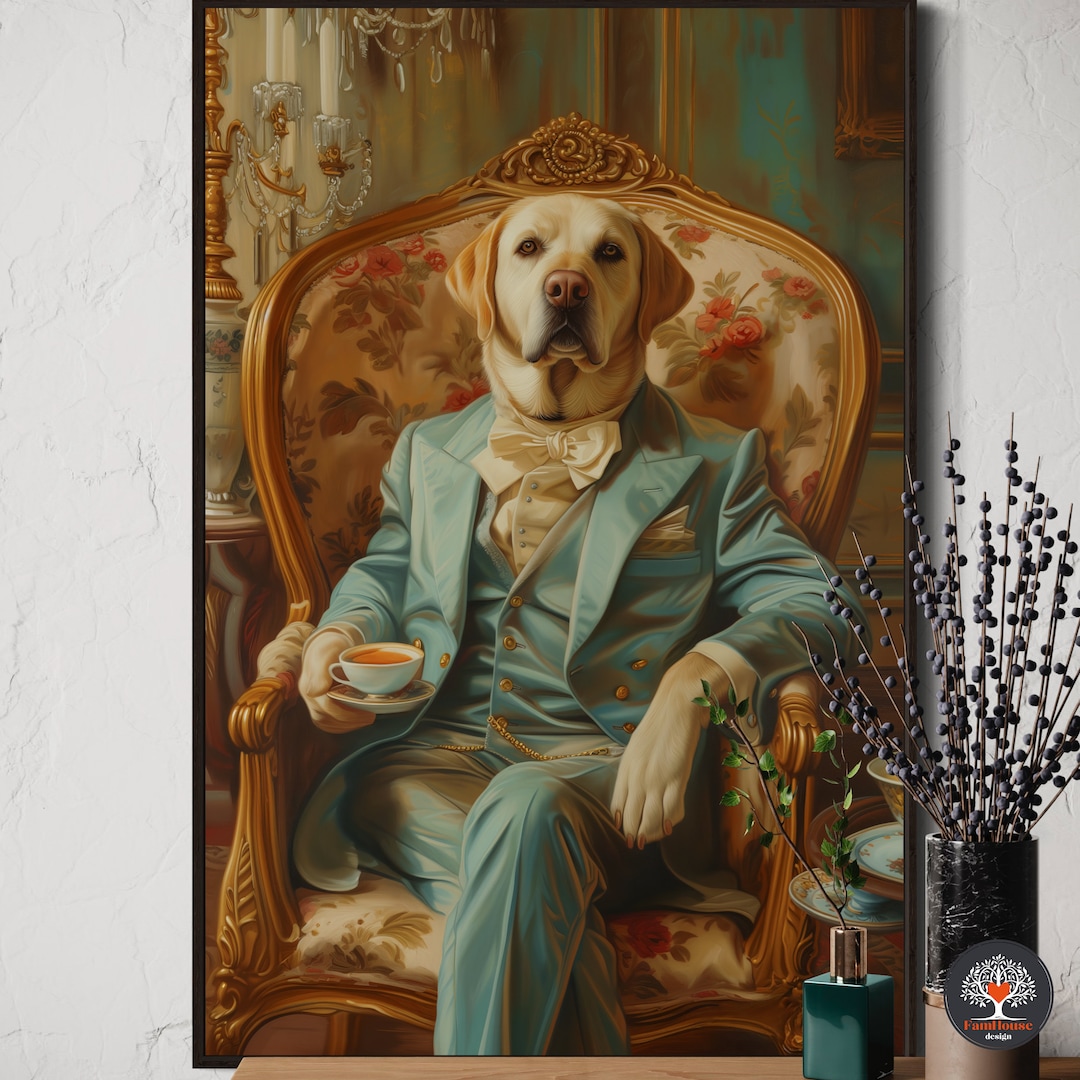 Regal Labrador Leisure: Royal Pet Portrait in Gentleman Dog Style ...