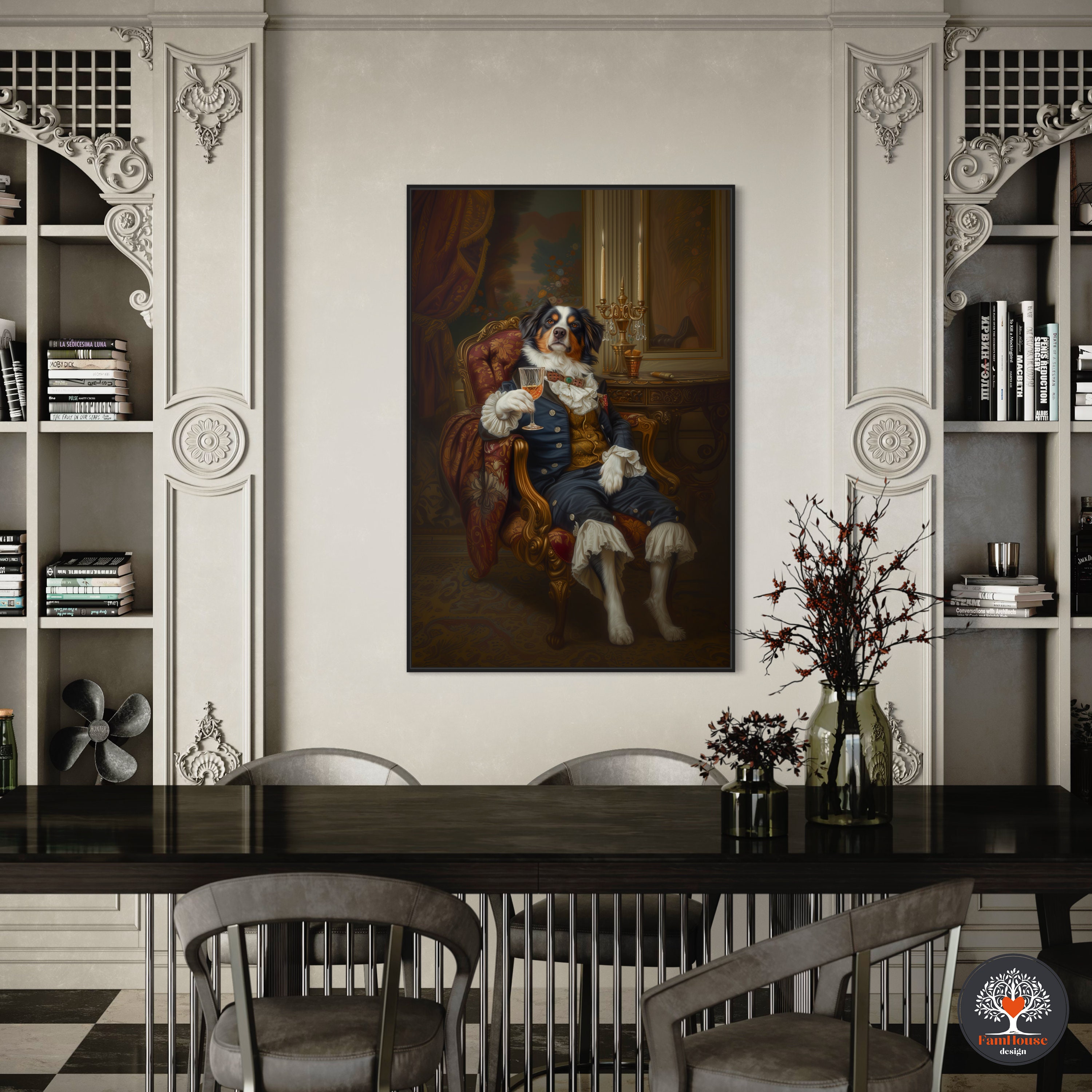 Victorian Royal Dog Portrait, Australian Shepherd Art Canvas Print - Etsy