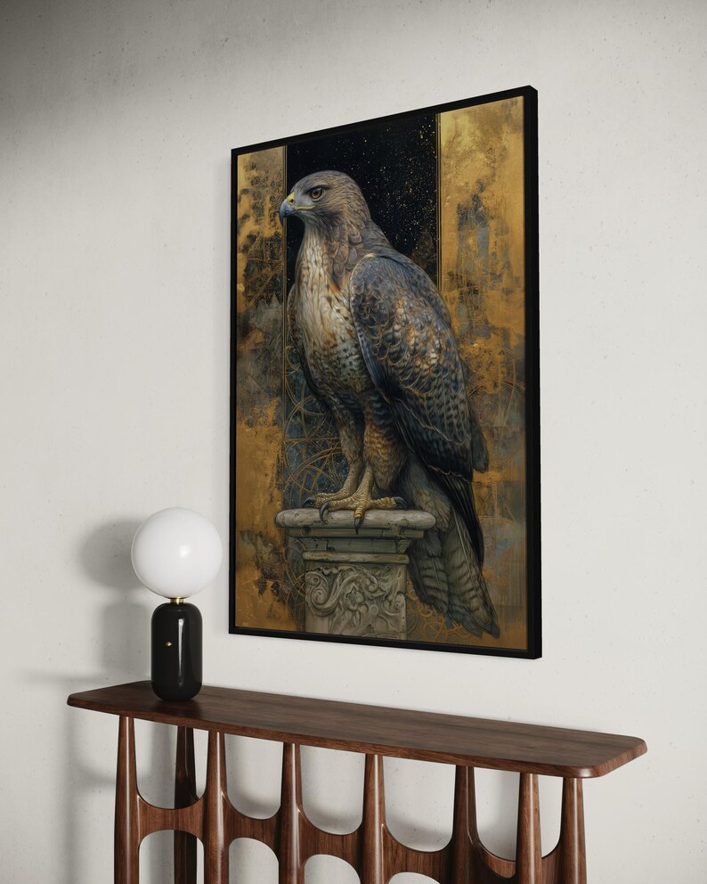 Majestic Hawk Wall Art Print – Powerful Bird of Prey Artwork in Black ...