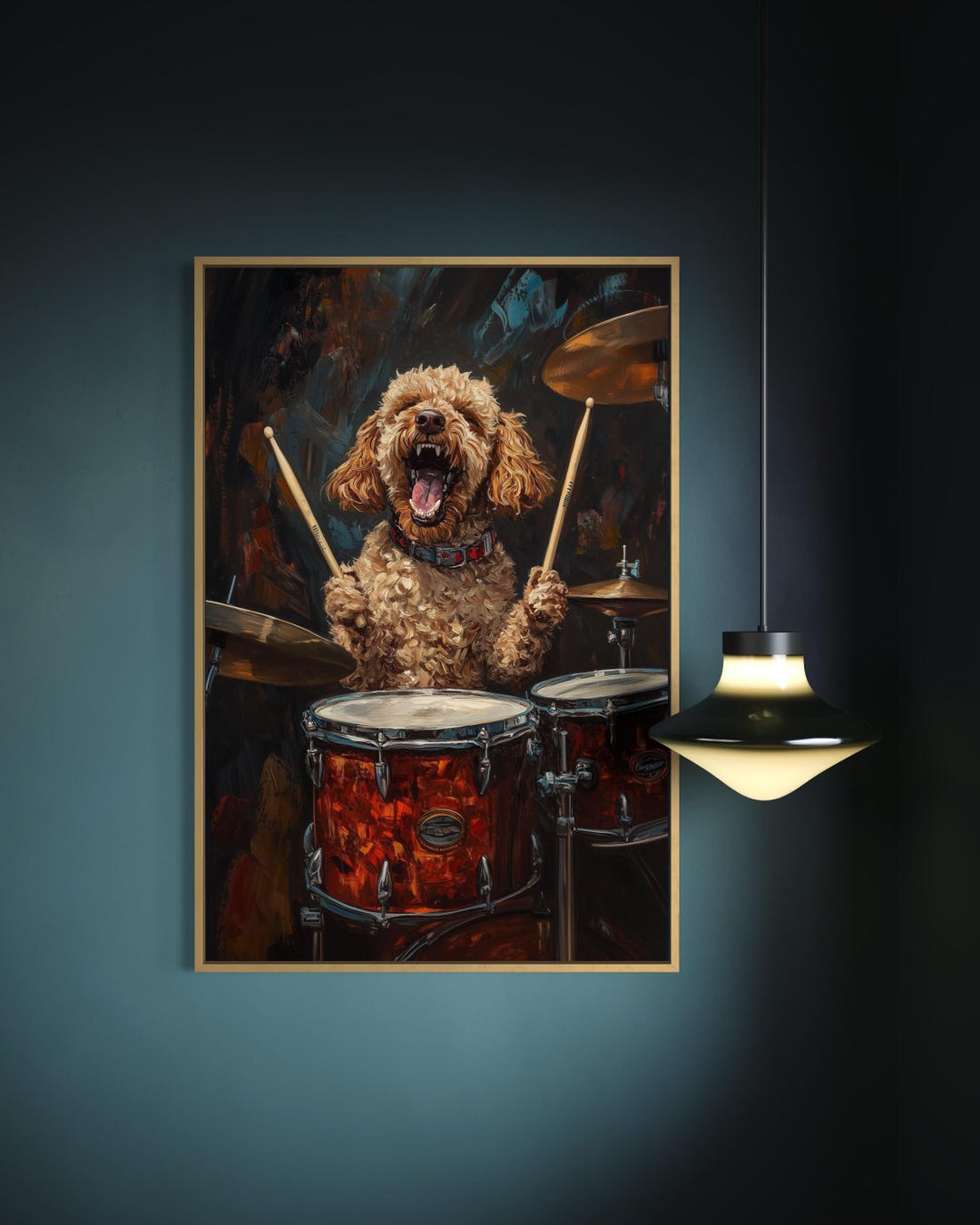 Golden Doodle Drummer Print – Humorous Dog Wall Art - Etsy