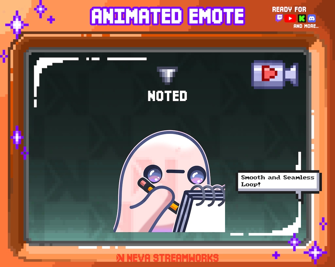 ANIMATED Twitch Emote / Cute Ghost / Noted / Nerd / Writing / Taking ...