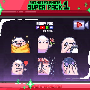 Animated Ghost Emote Pack: Kawaii Twitch, Discord, Youtube (GIF Digital ...