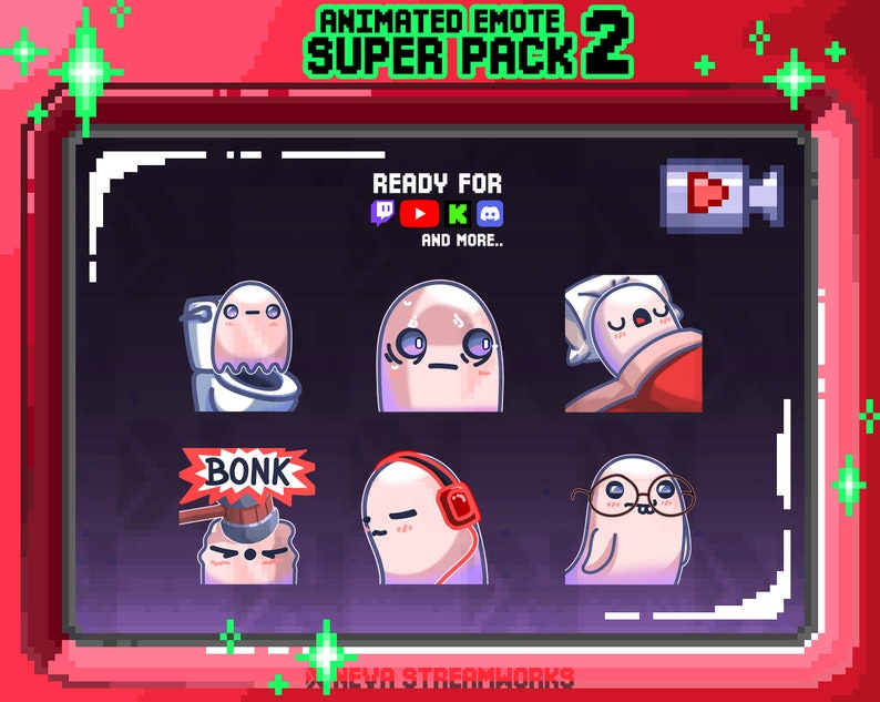 ANIMATED Twitch Emote SUPER Pack 2 / Cute Ghost / Collection/ Value ...