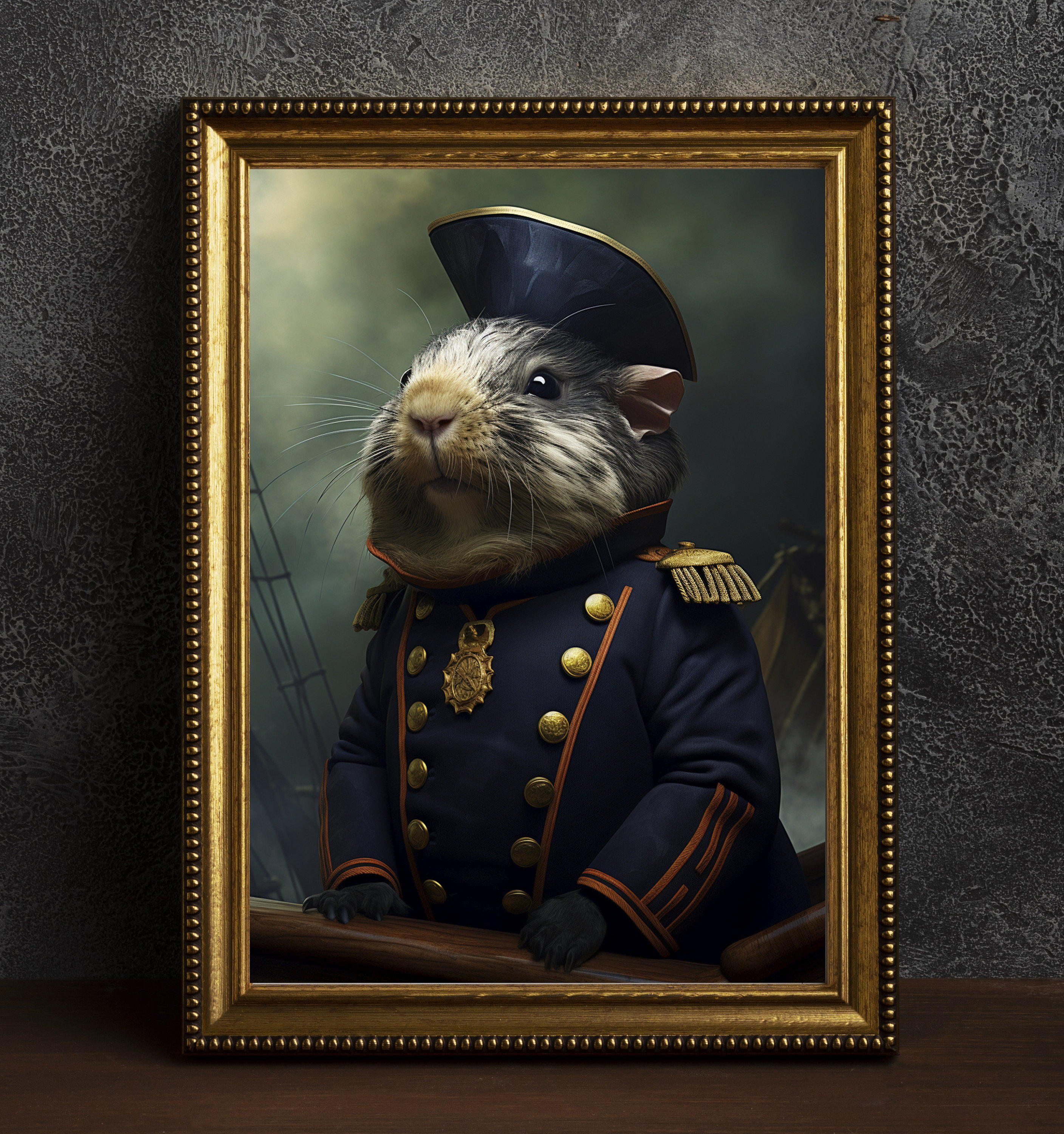 Guinea Pig Captain, Animal Portrait, Wall Art, Poster, Print, Picture ...