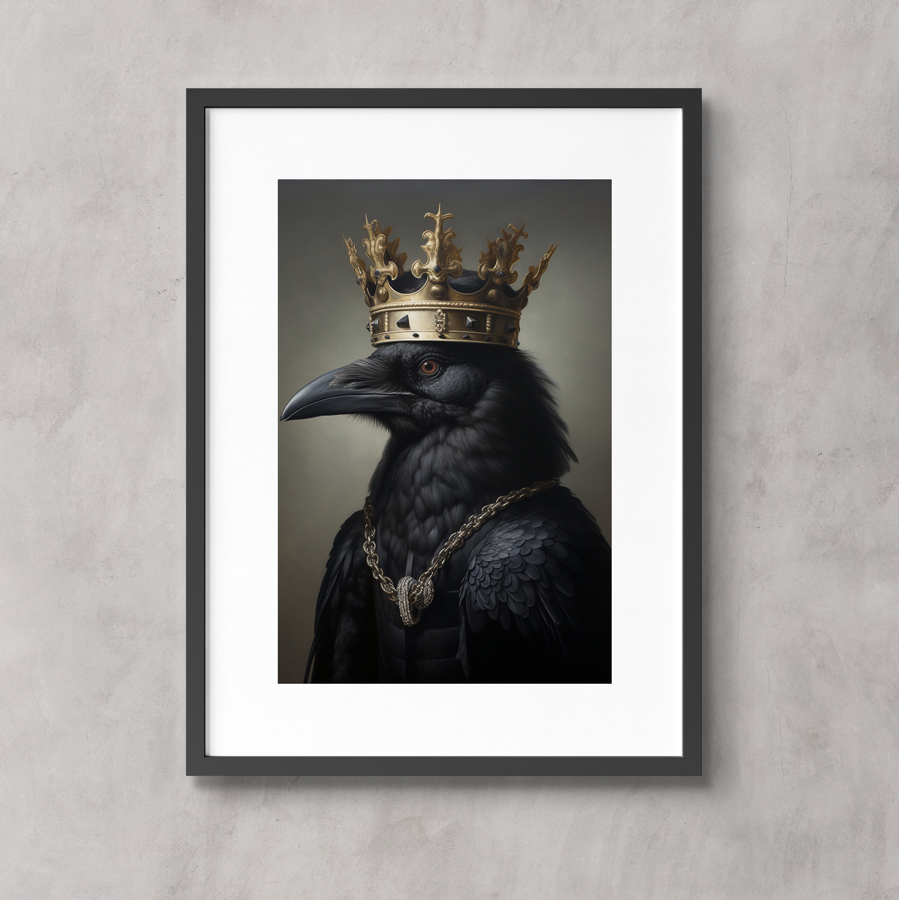 Portrait of a Raven With Crown, King, Vintage Poster, Art, Poster ...