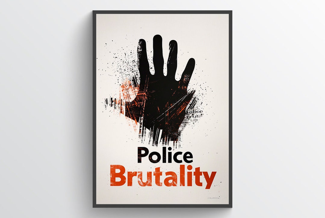 Police Brutality Poster - Bold Black Handprint Design | Abstract Art ...