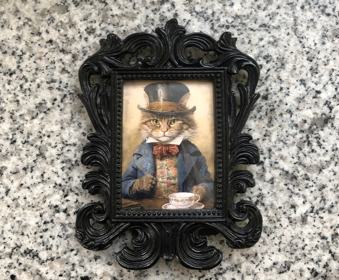 Elegant Cat Baroque Frame, Complete With Prints, Black and Gold Finish ...