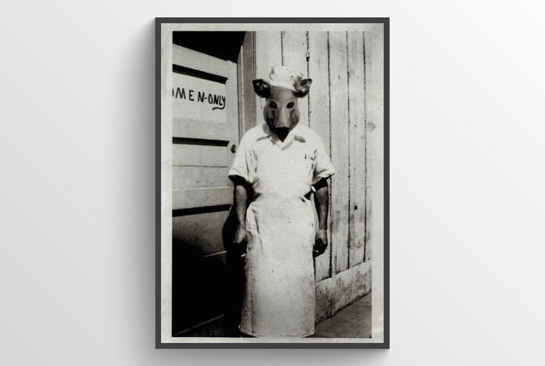 Scary Butcher in a Pig Head Mask, Creepy, Strange, Creepy, Poster ...