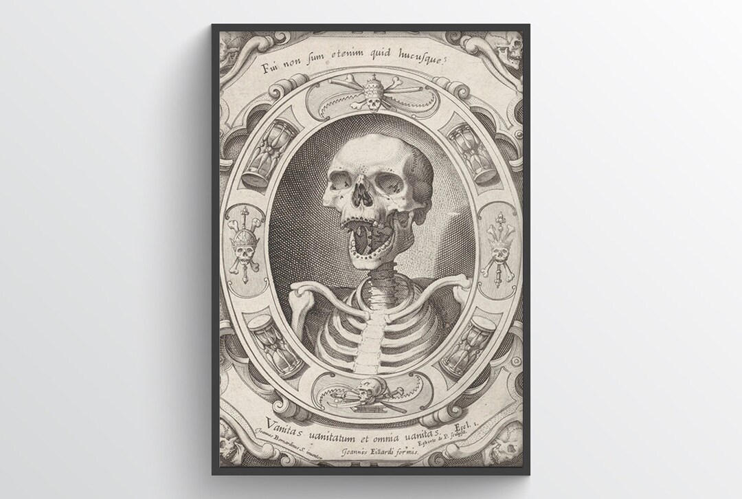 Laughing Skeleton, Vanitas Skull – Poster, Wall Art, Death, Gothic Art ...