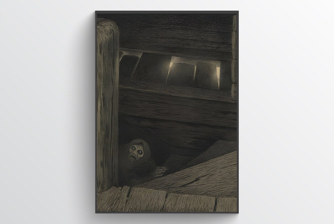 Death Poster, Plague on the Stairs, Wall Art, Theodor Kittelsen Pesta ...