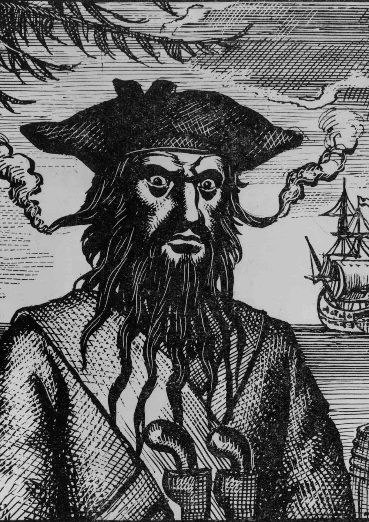 Pirate Blackbeard Portrait, Pirate Poster, Captain Edward Teach ...