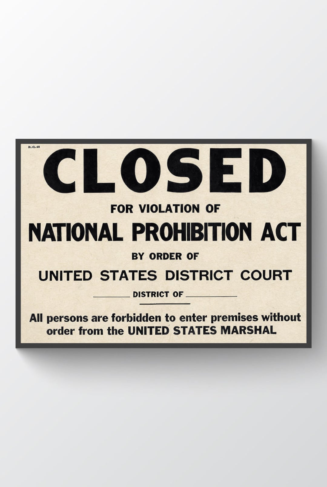 Prohibition Closed Sign – Bar Decor, Vintage Bar Print, Drink, Whiskey ...