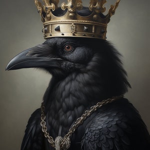 Portrait of a Raven With Crown, King, Vintage Poster, Art, Poster ...