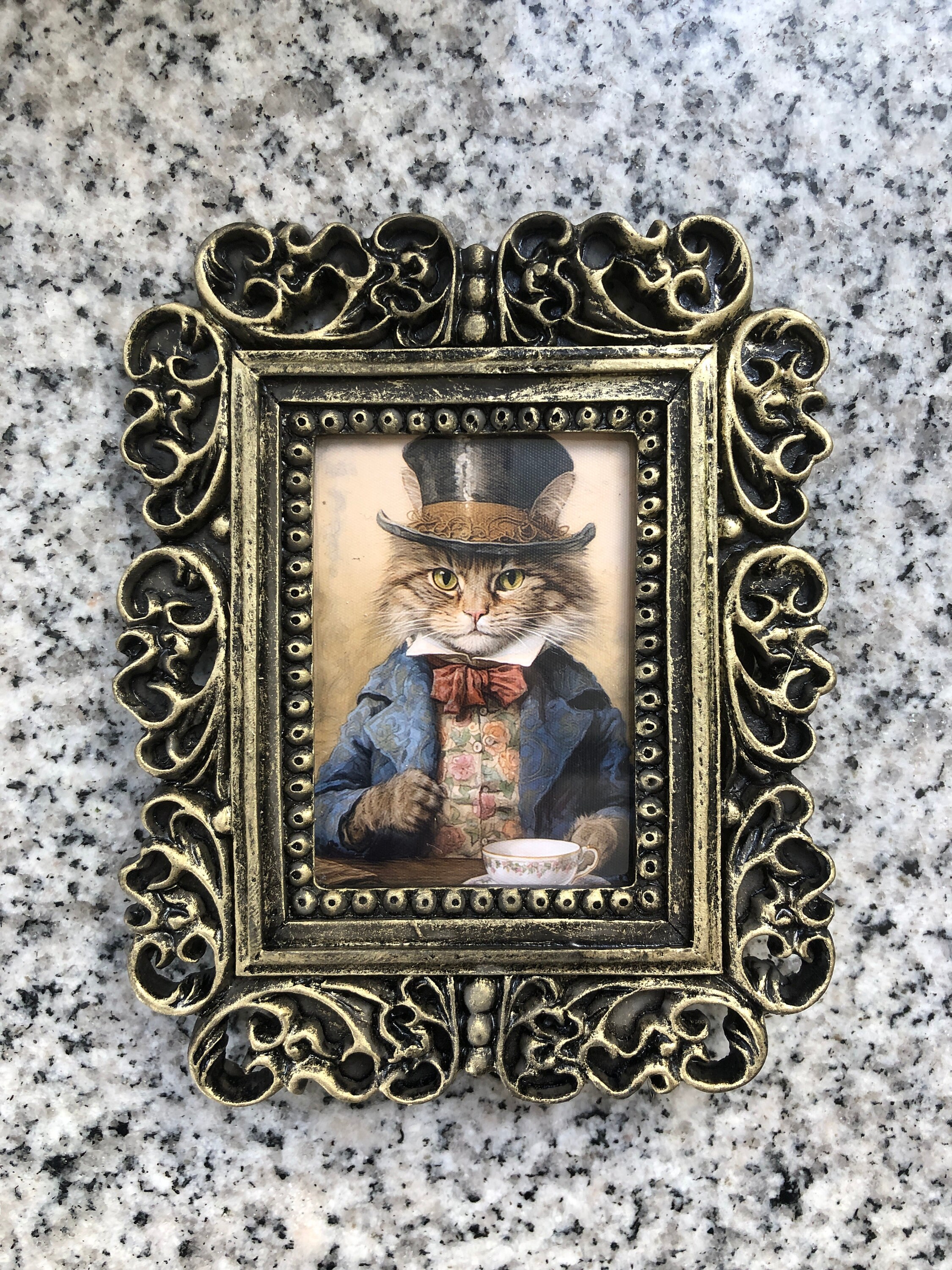 Elegant Cat Baroque Frame, Complete With Prints, Black and Gold Finish ...