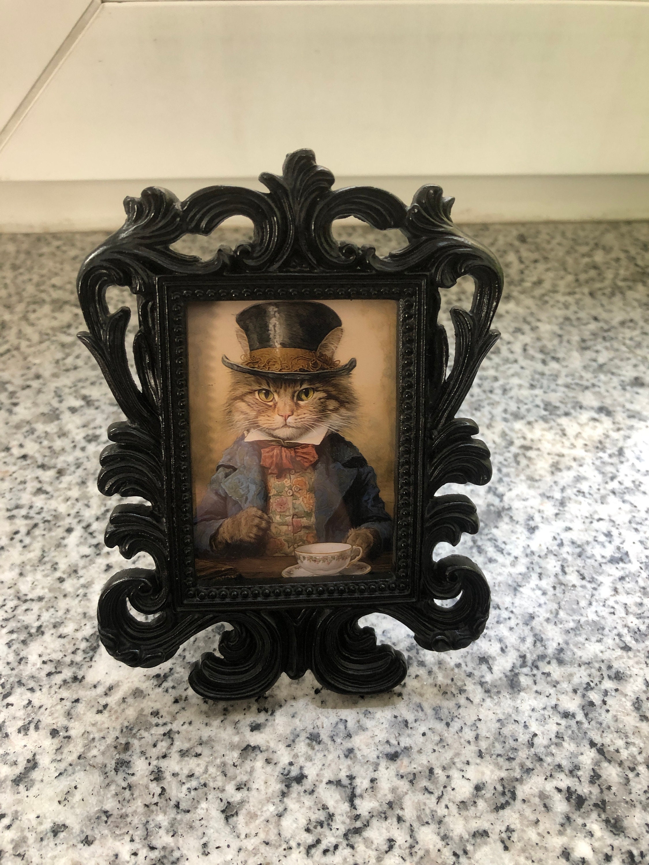 Elegant Cat Baroque Frame, Complete With Prints, Black and Gold Finish ...