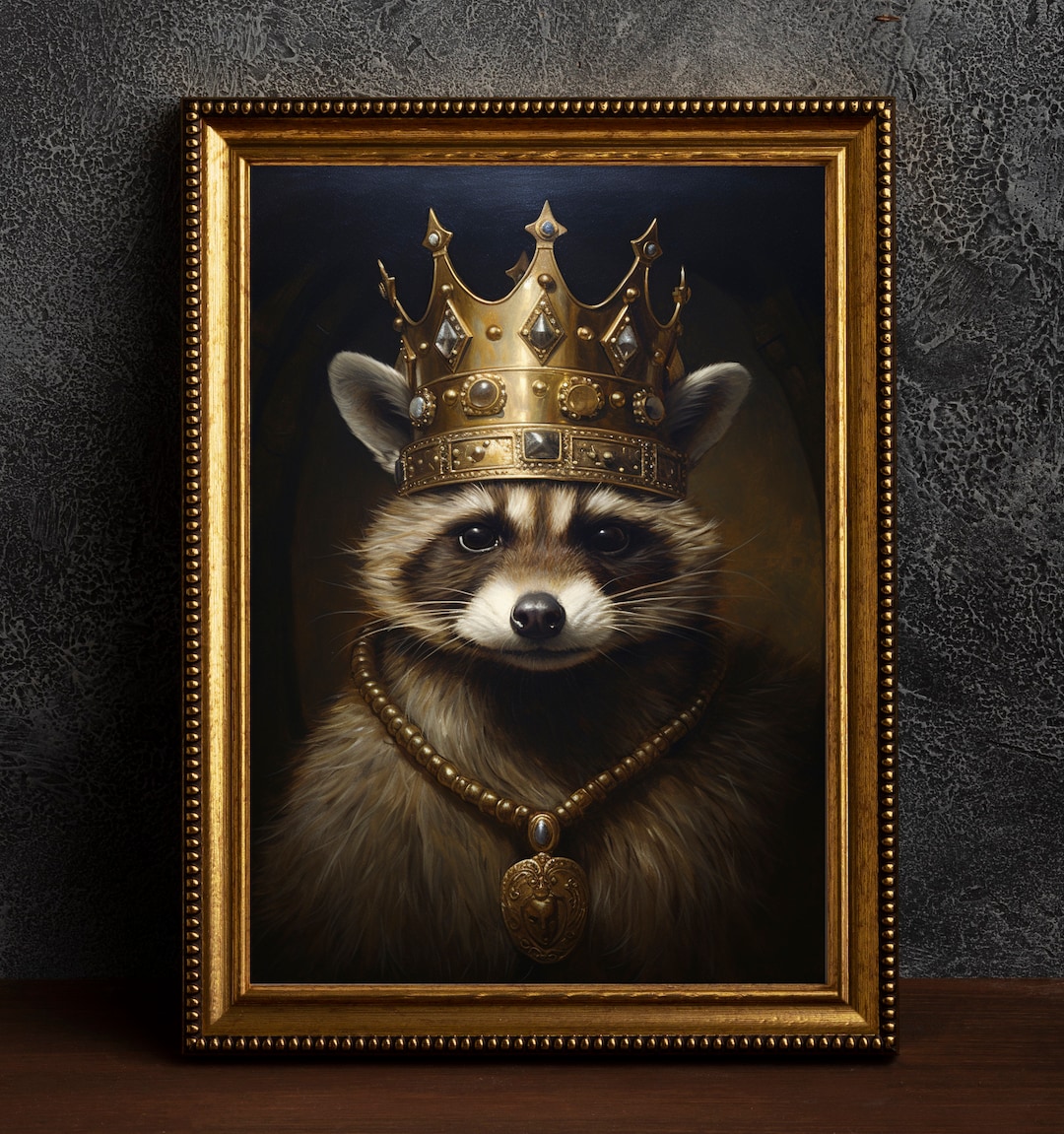 Raccon, Animal, Portrait, Crown, Poster, Wall Art, Print, Picture, Home ...