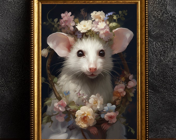 Rat, Flowers, Wall Art, Poster, Print, Picture, Home Decor, Gothic ...