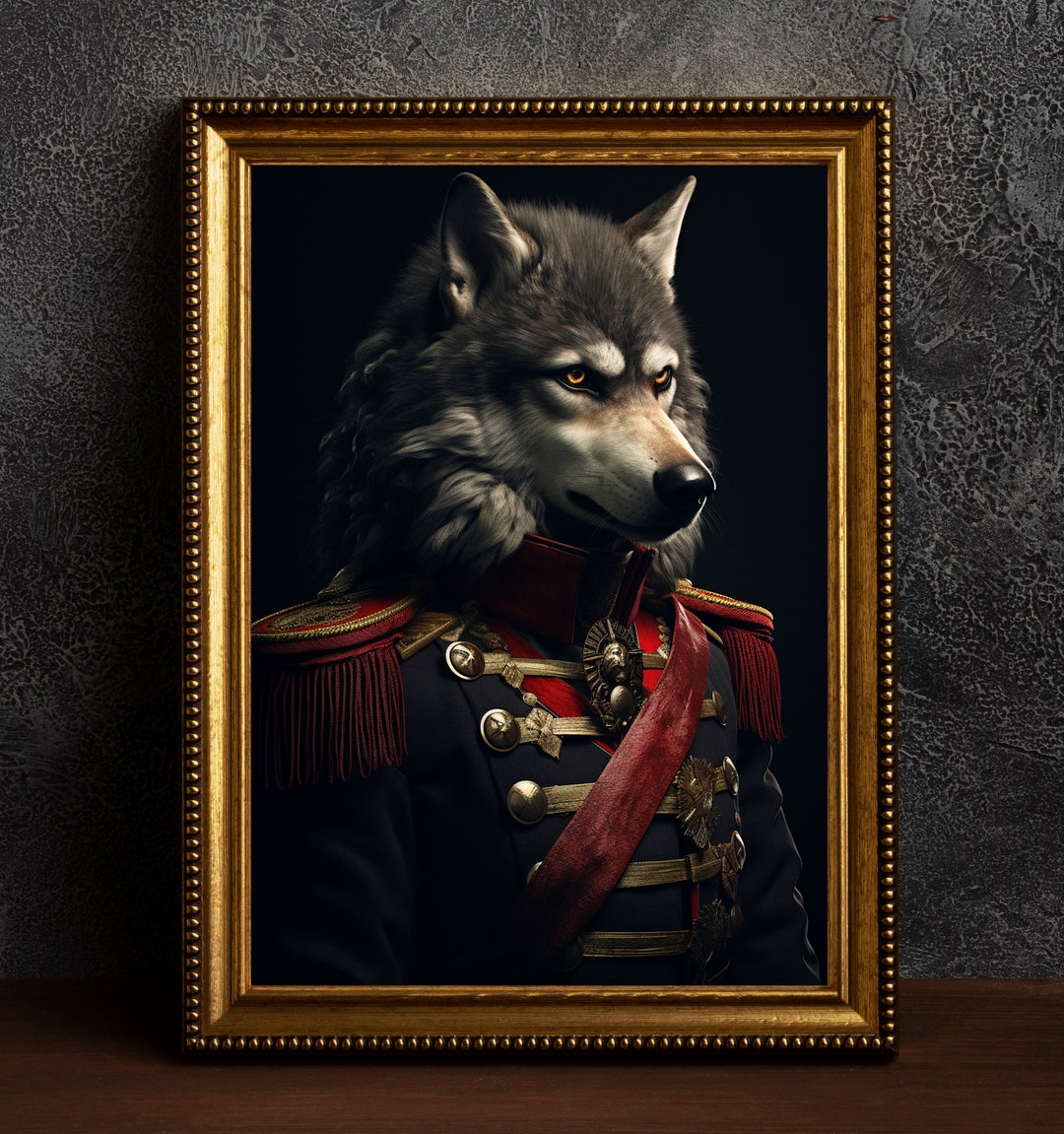 Wolf in Uniform, Military, Poster, Print, Wall Art, Animal, Portrait ...